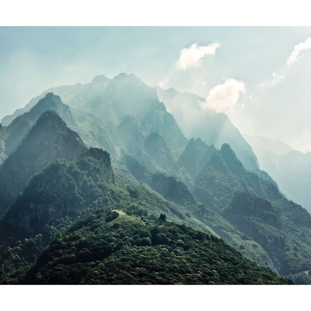 Olaszországi Val Coldera csúcsait ábrázoló tapéta, 300x250 cm, zöld ...